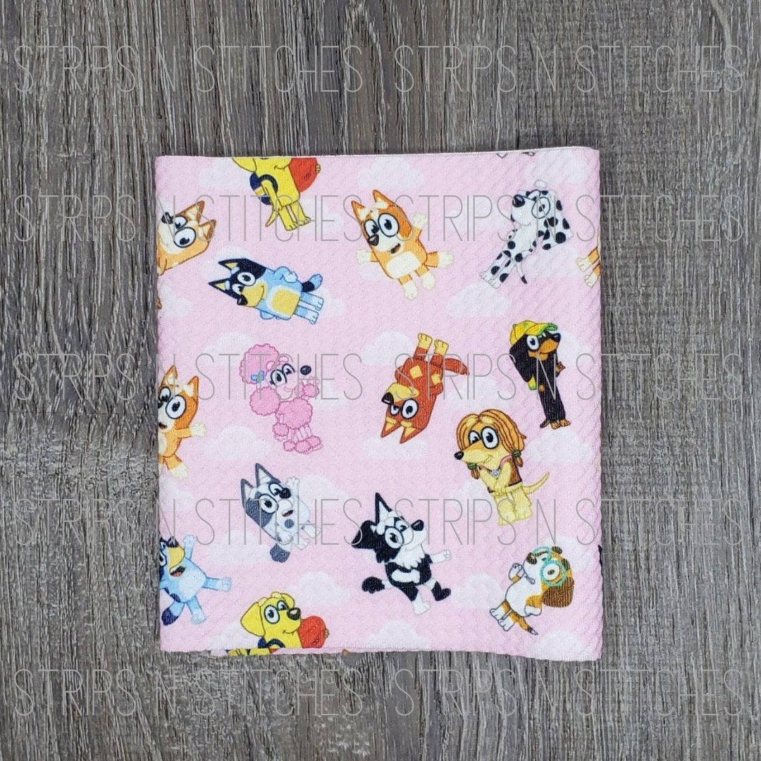 Bluey Light Pink -Fabric Strip- Bow Making- Headwrap- Scrunchies ...